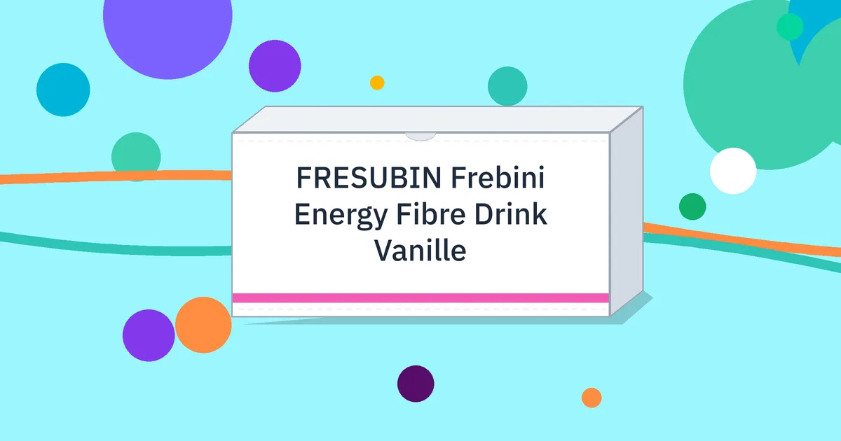 Symbolbild: Packung mit der Aufschrift FRESUBIN Frebini Energy Fibre Drink Vanille (PZN 14145104) – Verfügbarkeit und Bezug in Apotheken in Frankfurt am Main