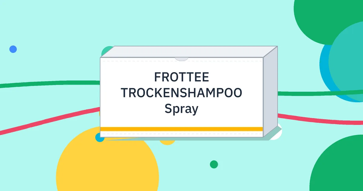 Symbolbild: Packung mit der Aufschrift FROTTEE TROCKENSHAMPOO Spray (PZN 01576469) – Verfügbarkeit und Bezug in Apotheken in Frankfurt am Main