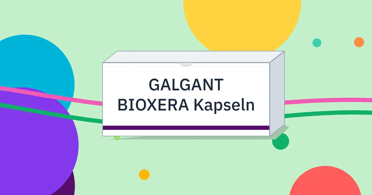 Symbolbild: Packung mit der Aufschrift GALGANT BIOXERA Kapseln (PZN 19764912) – Verfügbarkeit und Bezug in Apotheken in Frankfurt am Main