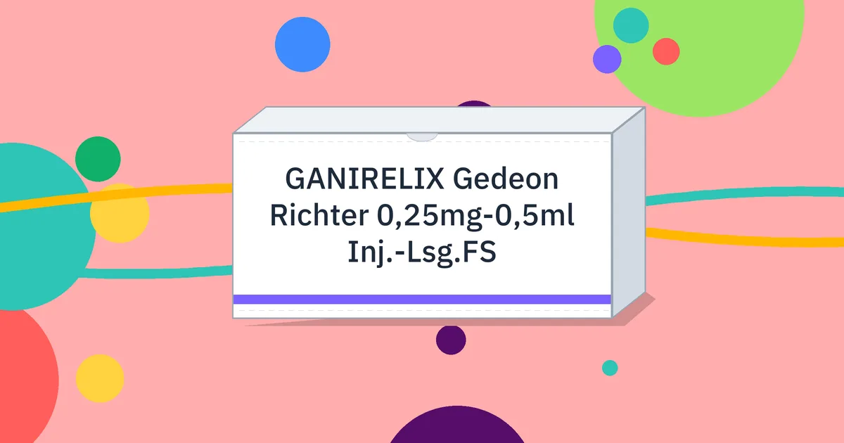 Symbolbild: Packung mit der Aufschrift GANIRELIX Gedeon Richter 0,25mg-0,5ml Inj.-Lsg.FS (PZN 20170098) – Verfügbarkeit und Bezug in Apotheken in Frankfurt am Main