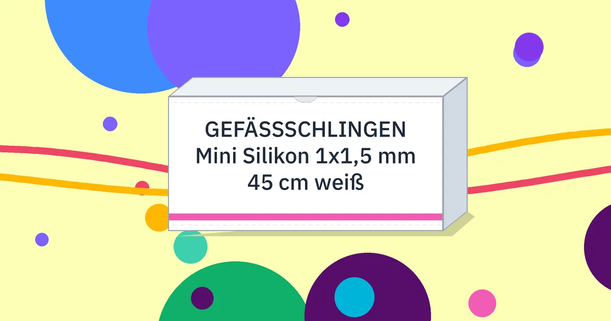 Symbolbild: Packung mit der Aufschrift GEFÄSSSCHLINGEN Mini Silikon 1x1,5 mm 45 cm weiß (PZN 04500751) – Verfügbarkeit und Bezug in Apotheken in Frankfurt am Main