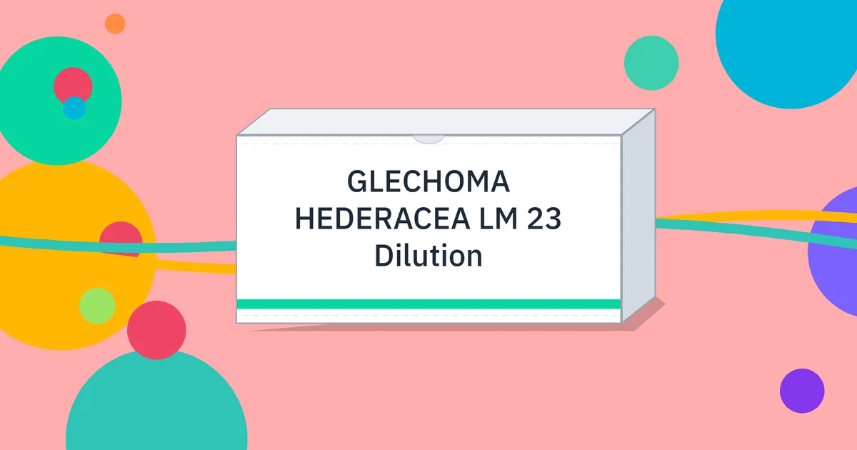 Symbolbild: Packung mit der Aufschrift GLECHOMA HEDERACEA LM 23 Dilution (PZN 13543417) – Verfügbarkeit und Bezug in Apotheken in Frankfurt am Main