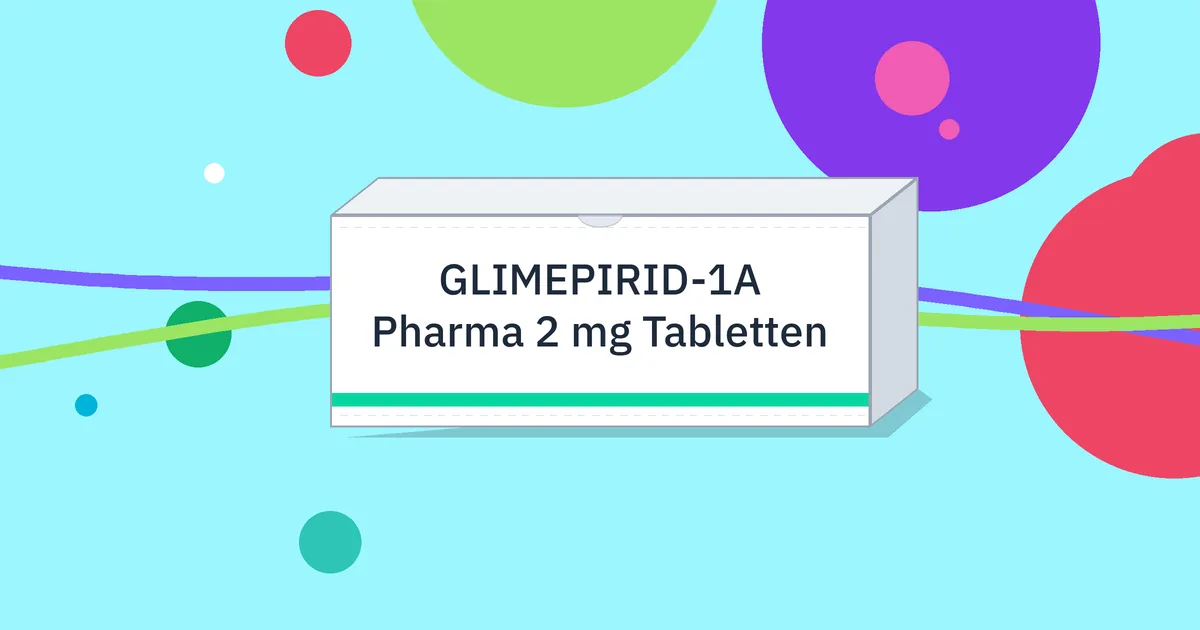Symbolbild: Packung mit der Aufschrift GLIMEPIRID-1A Pharma 2 mg Tabletten (PZN 04537671) – Verfügbarkeit und Bezug in Apotheken in Frankfurt am Main