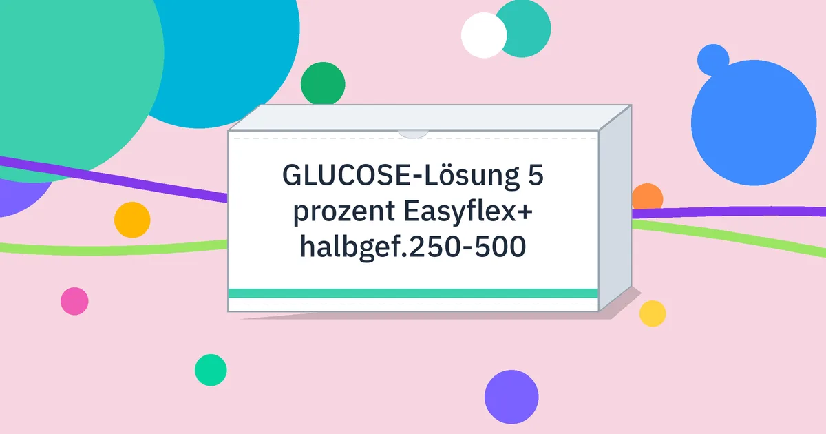 Symbolbild: Packung mit der Aufschrift GLUCOSE-Lösung 5 prozent Easyflex+ halbgef.250-500 (PZN 06919046) – Verfügbarkeit und Bezug in Apotheken in Frankfurt am Main