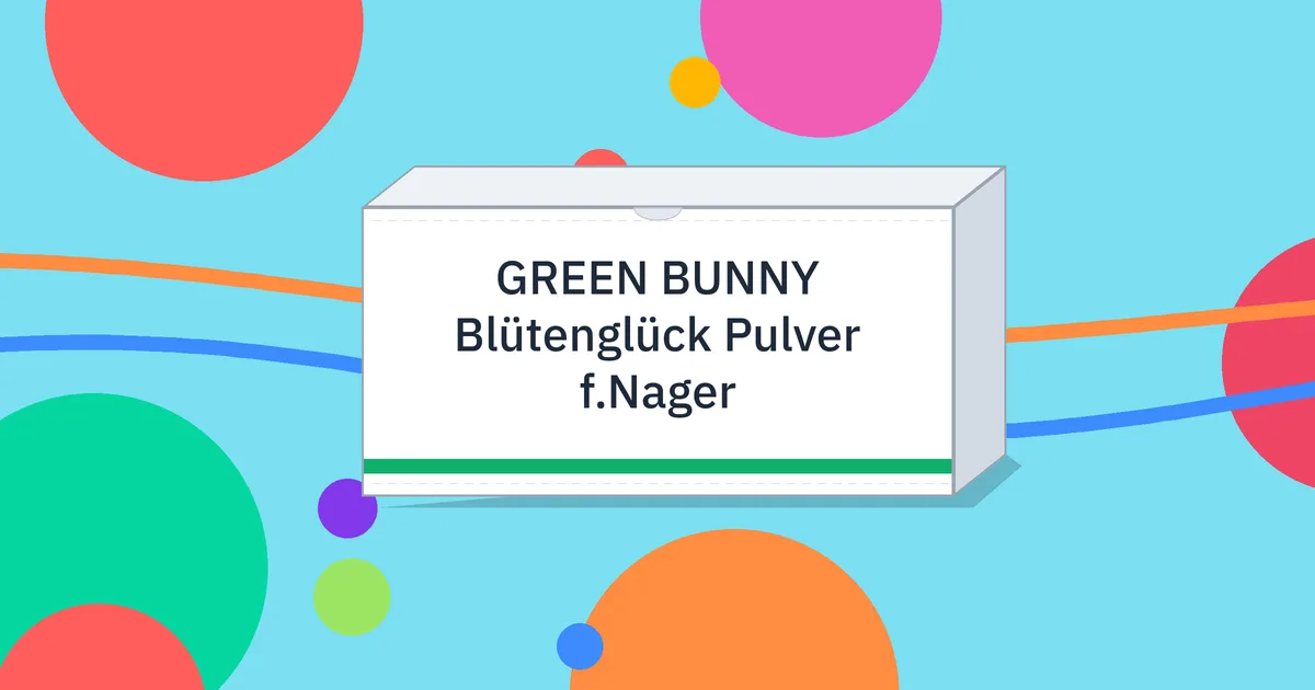 Symbolbild: Packung mit der Aufschrift GREEN BUNNY Blütenglück Pulver f.Nager (PZN 19639087) – Verfügbarkeit und Bezug in Apotheken in Frankfurt am Main