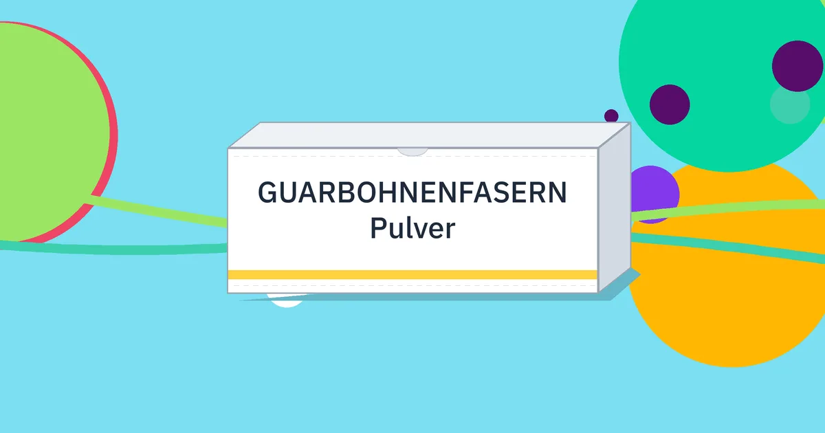 Symbolbild: Packung mit der Aufschrift GUARBOHNENFASERN Pulver (PZN 18850549) – Verfügbarkeit und Bezug in Apotheken in Frankfurt am Main