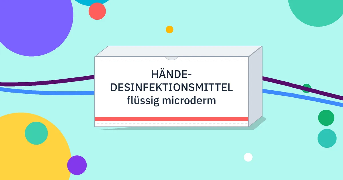 Symbolbild: Packung mit der Aufschrift HÄNDE-DESINFEKTIONSMITTEL flüssig microderm (PZN 17945093) – Verfügbarkeit und Bezug in Apotheken in Frankfurt am Main