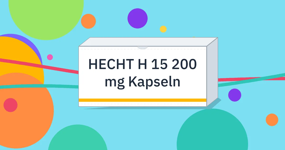 Symbolbild: Packung mit der Aufschrift HECHT H 15 200 mg Kapseln (PZN 09528464) – Verfügbarkeit und Bezug in Apotheken in Frankfurt am Main