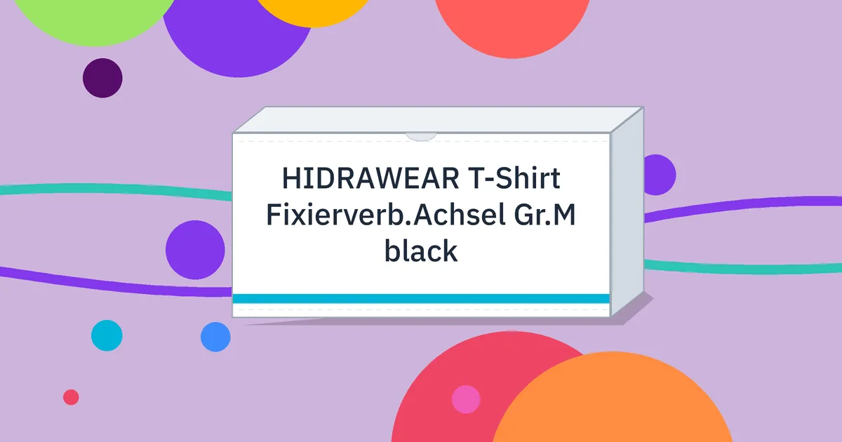Symbolbild: Packung mit der Aufschrift HIDRAWEAR T-Shirt Fixierverb.Achsel Gr.M black (PZN 20833647) – Verfügbarkeit und Bezug in Apotheken in Frankfurt am Main