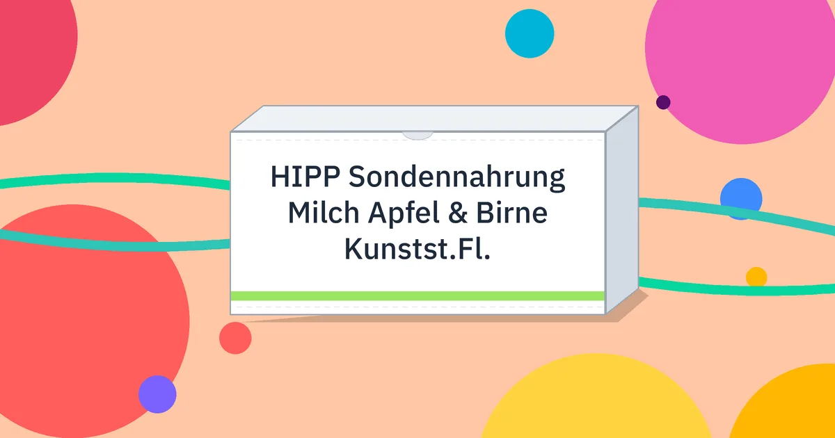 Symbolbild: Packung mit der Aufschrift HIPP Sondennahrung Milch Apfel & Birne Kunstst.Fl. (PZN 12896450) – Verfügbarkeit und Bezug in Apotheken in Frankfurt am Main
