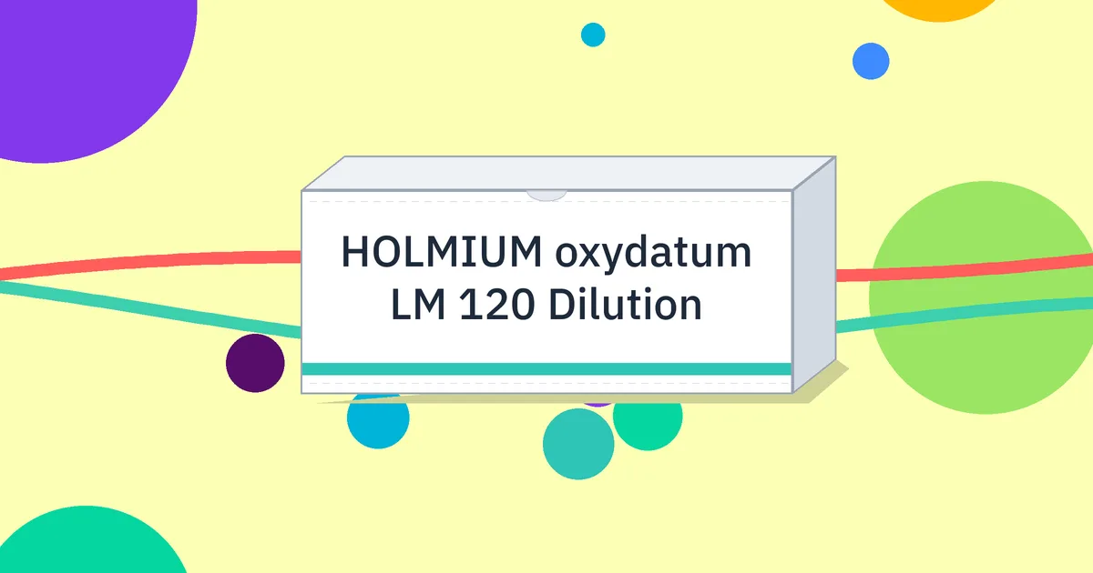 Symbolbild: Packung mit der Aufschrift HOLMIUM oxydatum LM 120 Dilution (PZN 13555202) – Verfügbarkeit und Bezug in Apotheken in Frankfurt am Main