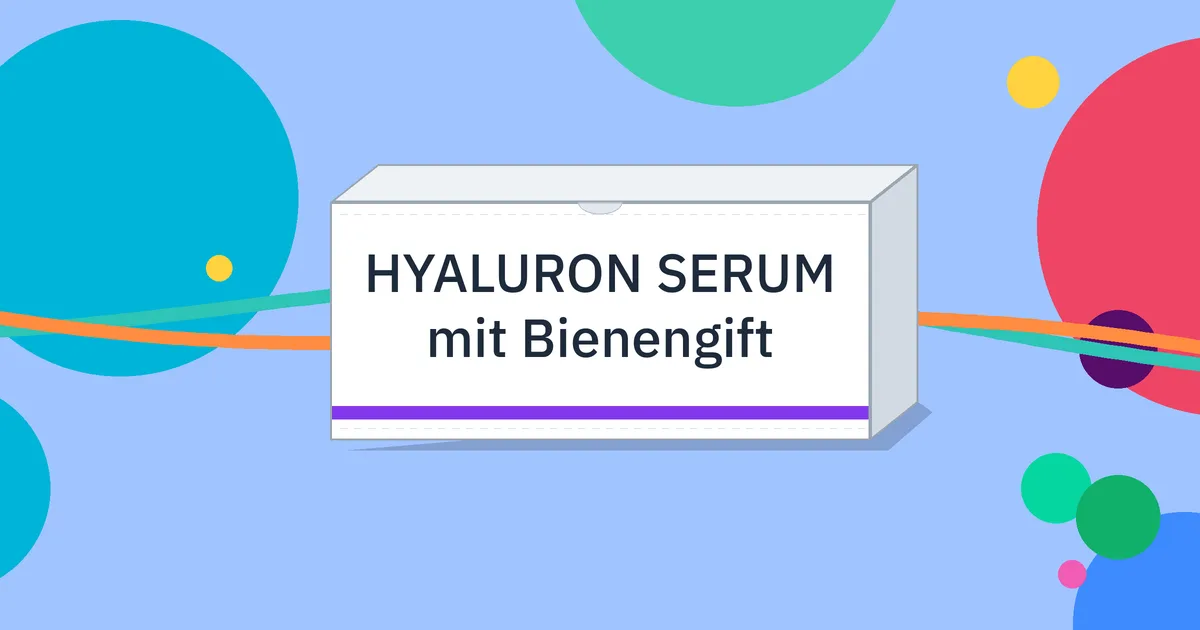 Symbolbild: Packung mit der Aufschrift HYALURON SERUM mit Bienengift (PZN 16210047) – Verfügbarkeit und Bezug in Apotheken in Frankfurt am Main