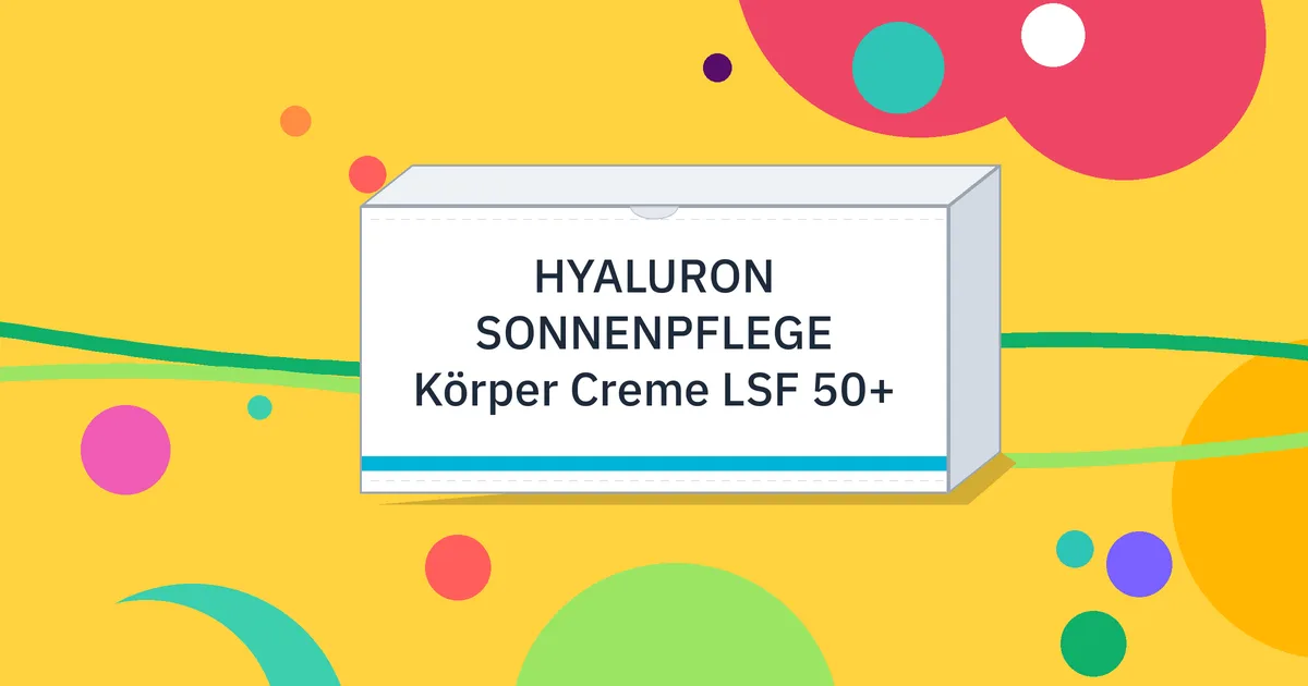 Symbolbild: Packung mit der Aufschrift HYALURON SONNENPFLEGE Körper Creme LSF 50+ (PZN 12555269) – Verfügbarkeit und Bezug in Apotheken in Frankfurt am Main