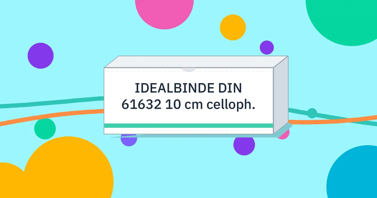 Symbolbild: Packung mit der Aufschrift IDEALBINDE DIN 61632 10 cm celloph. (PZN 08822204) – Verfügbarkeit und Bezug in Apotheken in Frankfurt am Main