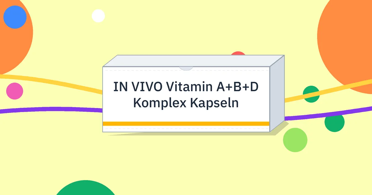 Symbolbild: Packung mit der Aufschrift IN VIVO Vitamin A+B+D Komplex Kapseln (PZN 07533797) – Verfügbarkeit und Bezug in Apotheken in Frankfurt am Main