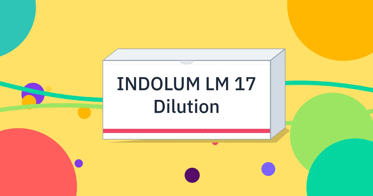 Symbolbild: Packung mit der Aufschrift INDOLUM LM 17 Dilution (PZN 13560054) – Verfügbarkeit und Bezug in Apotheken in Frankfurt am Main
