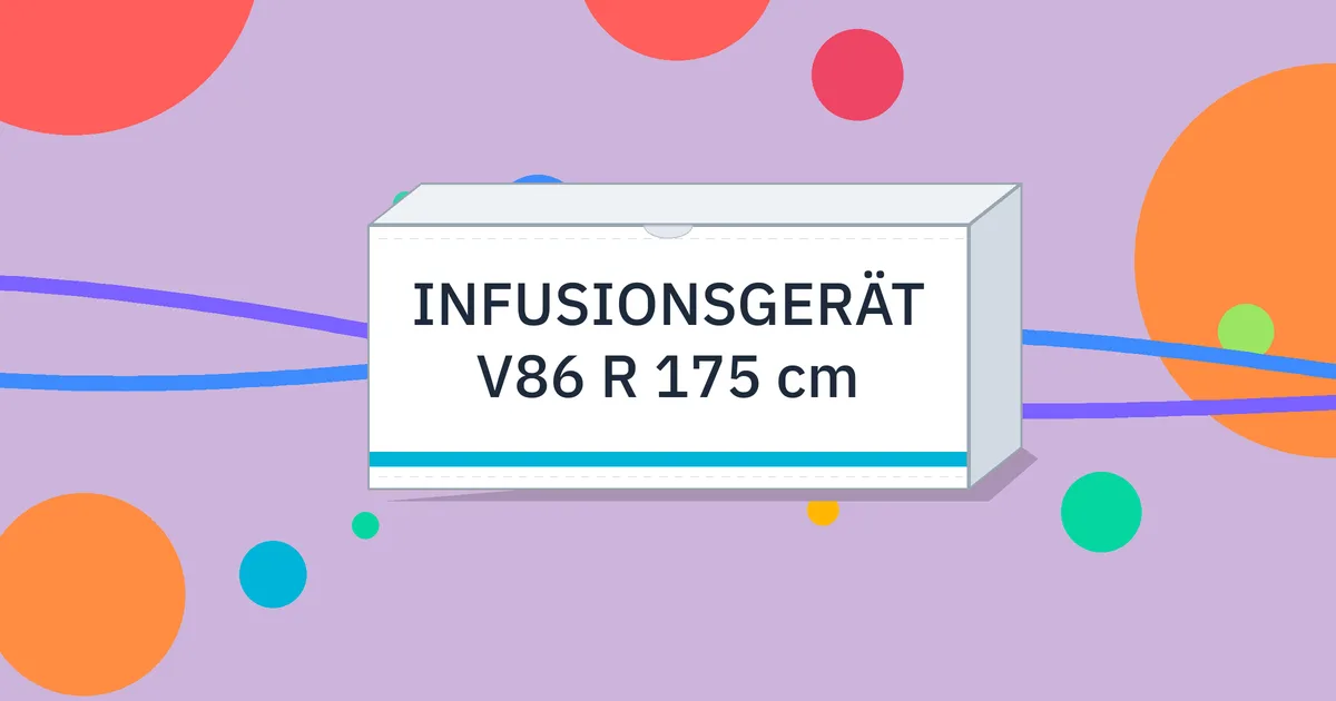 Symbolbild: Packung mit der Aufschrift INFUSIONSGERÄT V86 R 175 cm (PZN 11216128) – Verfügbarkeit und Bezug in Apotheken in Frankfurt am Main