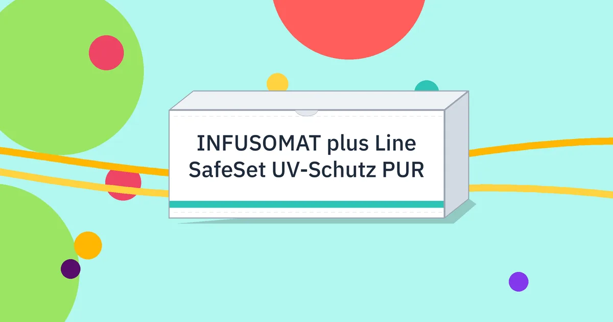 Symbolbild: Packung mit der Aufschrift INFUSOMAT plus Line SafeSet UV-Schutz PUR (PZN 14332970) – Verfügbarkeit und Bezug in Apotheken in Frankfurt am Main