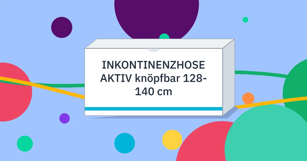 Symbolbild: Packung mit der Aufschrift INKONTINENZHOSE AKTIV knöpfbar 128-140 cm (PZN 09510406) – Verfügbarkeit und Bezug in Apotheken in Frankfurt am Main