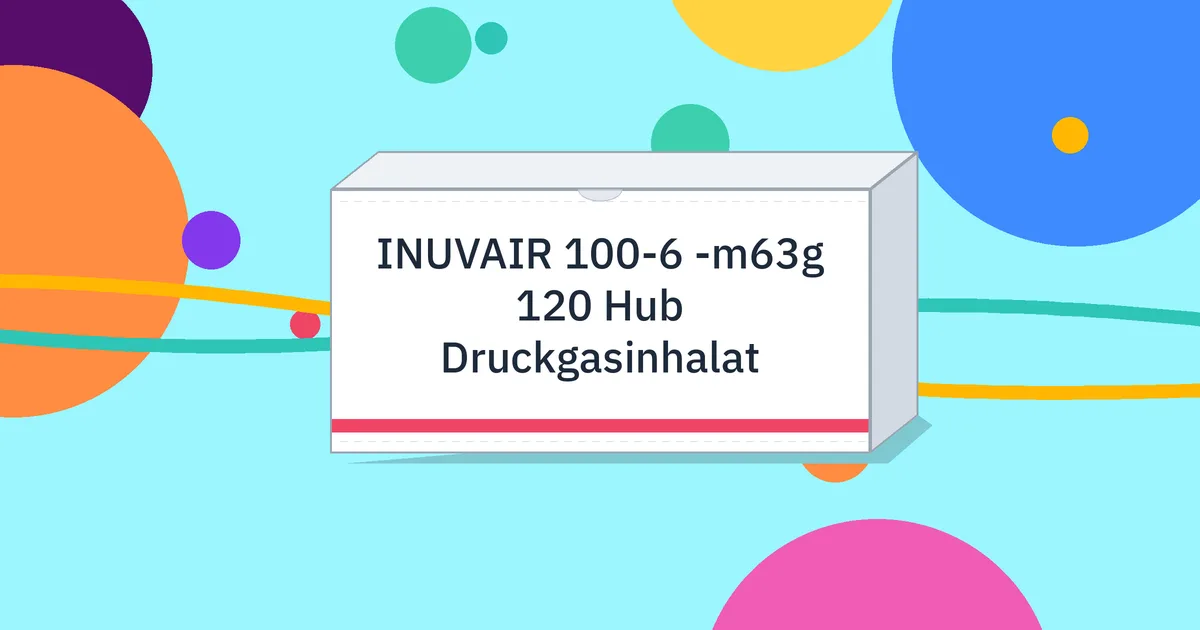 Symbolbild: Packung mit der Aufschrift INUVAIR 100-6 -m63g 120 Hub Druckgasinhalat (PZN 06876147) – Verfügbarkeit und Bezug in Apotheken in Frankfurt am Main