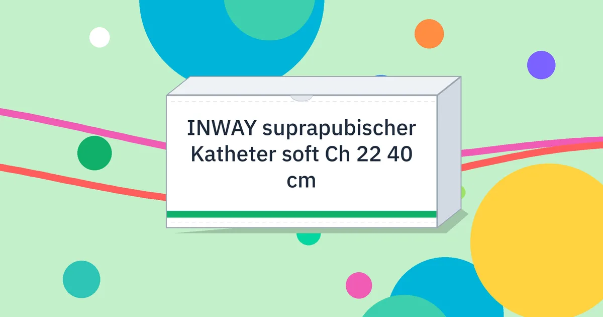 Symbolbild: Packung mit der Aufschrift INWAY suprapubischer Katheter soft Ch 22 40 cm (PZN 10181385) – Verfügbarkeit und Bezug in Apotheken in Frankfurt am Main