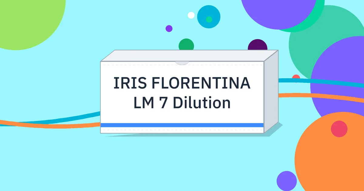 Symbolbild: Packung mit der Aufschrift IRIS FLORENTINA LM 7 Dilution (PZN 13560887) – Verfügbarkeit und Bezug in Apotheken in Frankfurt am Main