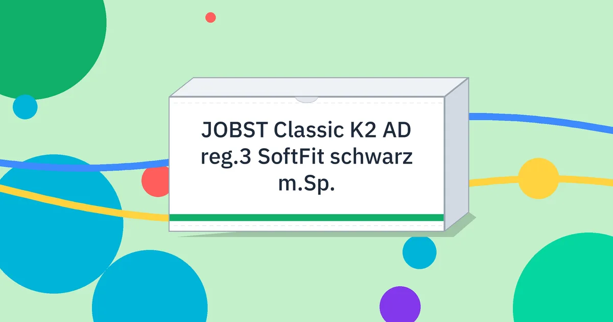 Symbolbild: Packung mit der Aufschrift JOBST Classic K2 AD reg.3 SoftFit schwarz m.Sp. (PZN 14222158) – Verfügbarkeit und Bezug in Apotheken in Frankfurt am Main