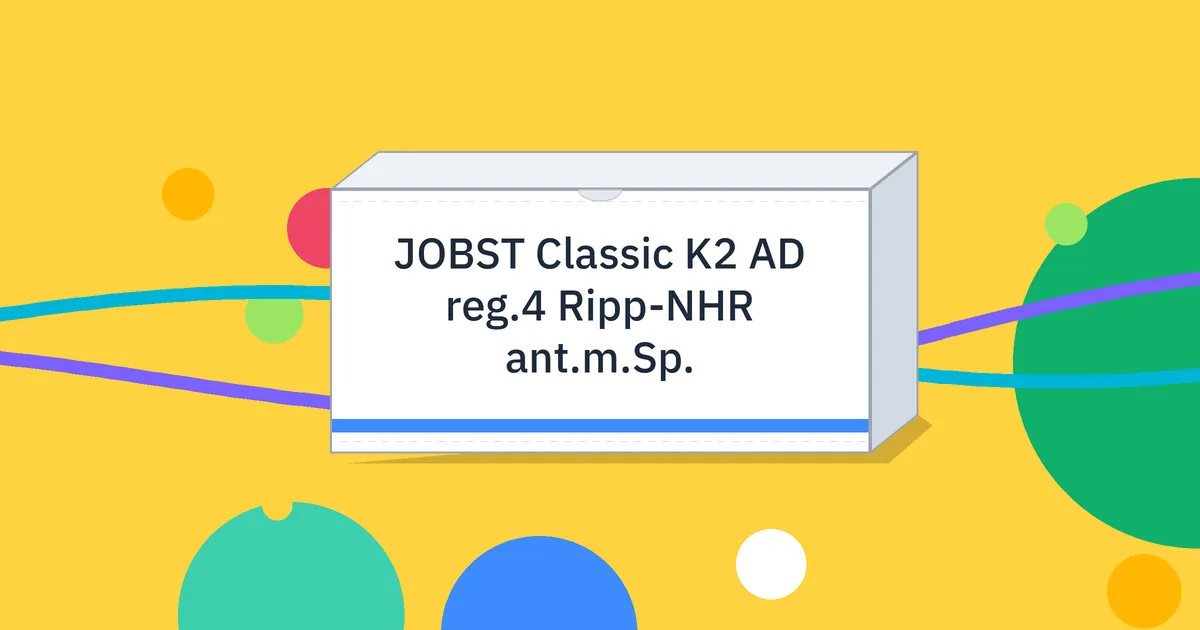 Symbolbild: Packung mit der Aufschrift JOBST Classic K2 AD reg.4 Ripp-NHR ant.m.Sp. (PZN 13061730) – Verfügbarkeit und Bezug in Apotheken in Frankfurt am Main