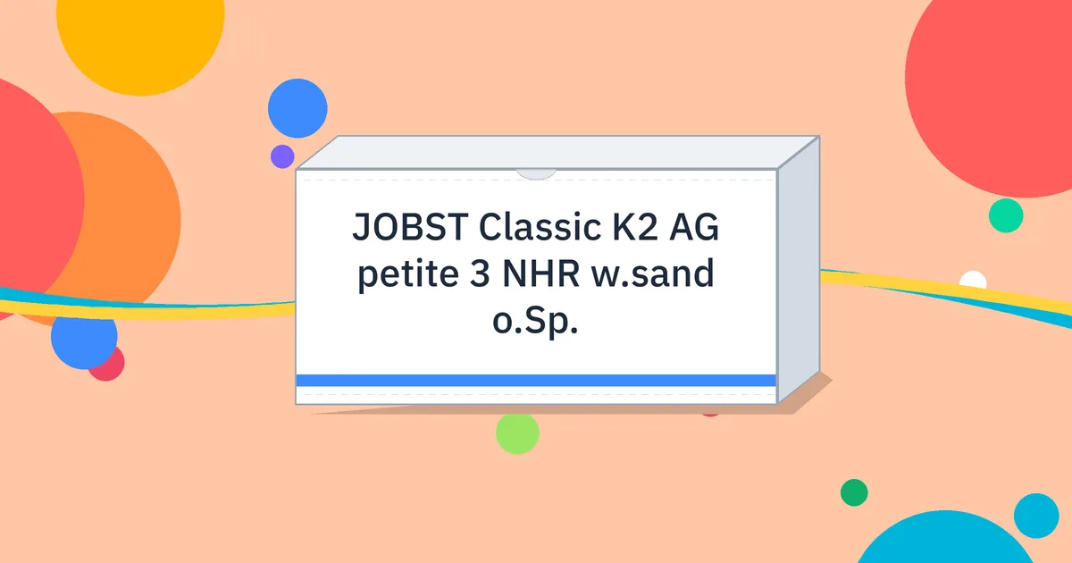 Symbolbild: Packung mit der Aufschrift JOBST Classic K2 AG petite 3 NHR w.sand o.Sp. (PZN 10728139) – Verfügbarkeit und Bezug in Apotheken in Frankfurt am Main