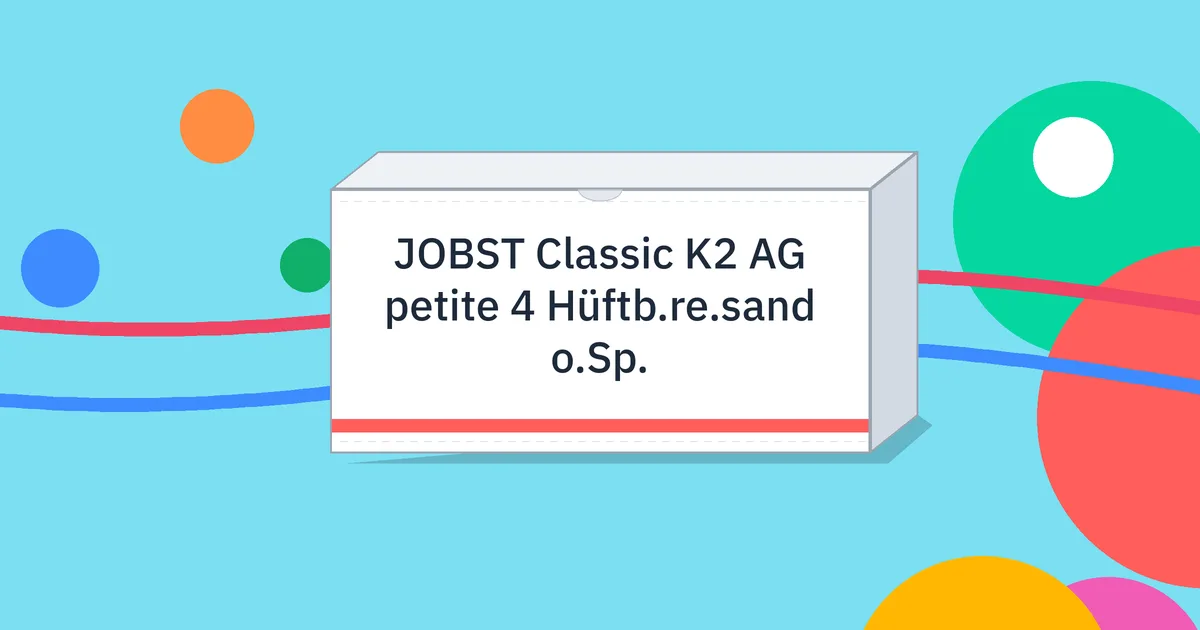 Symbolbild: Packung mit der Aufschrift JOBST Classic K2 AG petite 4 Hüftb.re.sand o.Sp. (PZN 13065745) – Verfügbarkeit und Bezug in Apotheken in Frankfurt am Main