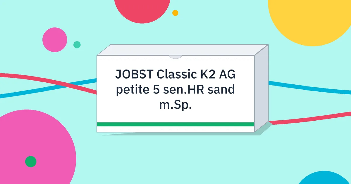 Symbolbild: Packung mit der Aufschrift JOBST Classic K2 AG petite 5 sen.HR sand m.Sp. (PZN 17961560) – Verfügbarkeit und Bezug in Apotheken in Frankfurt am Main
