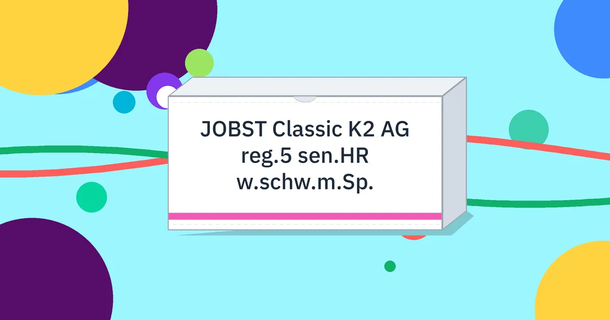 Symbolbild: Packung mit der Aufschrift JOBST Classic K2 AG reg.5 sen.HR w.schw.m.Sp. (PZN 17961063) – Verfügbarkeit und Bezug in Apotheken in Frankfurt am Main