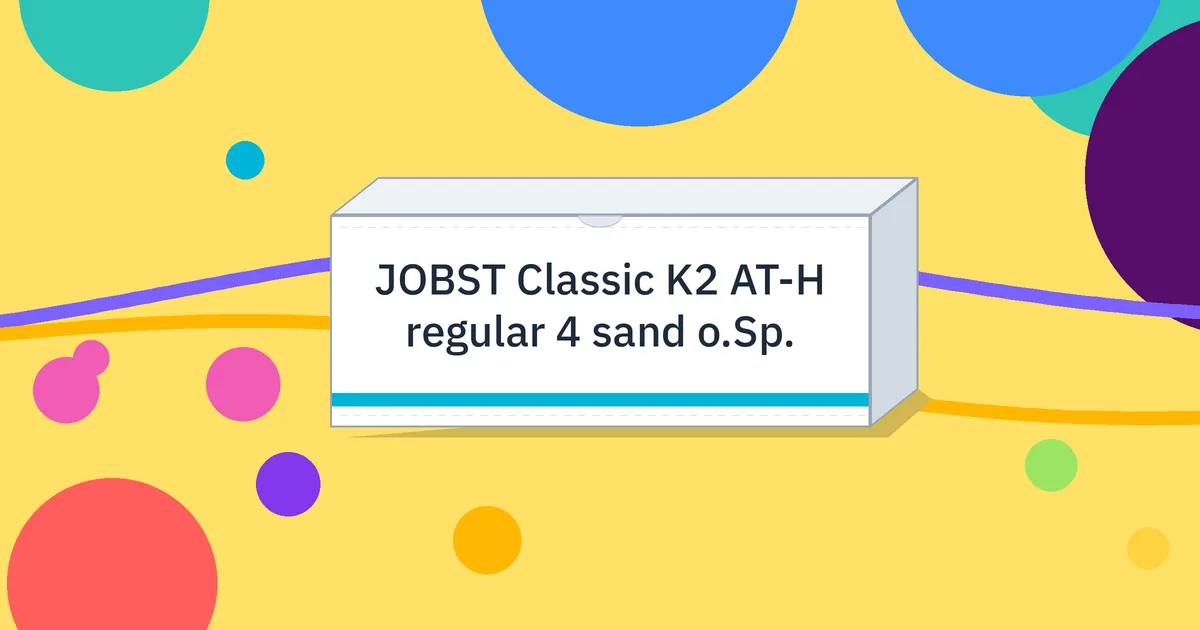 Symbolbild: Packung mit der Aufschrift JOBST Classic K2 AT-H regular 4 sand o.Sp. (PZN 10729096) – Verfügbarkeit und Bezug in Apotheken in Frankfurt am Main