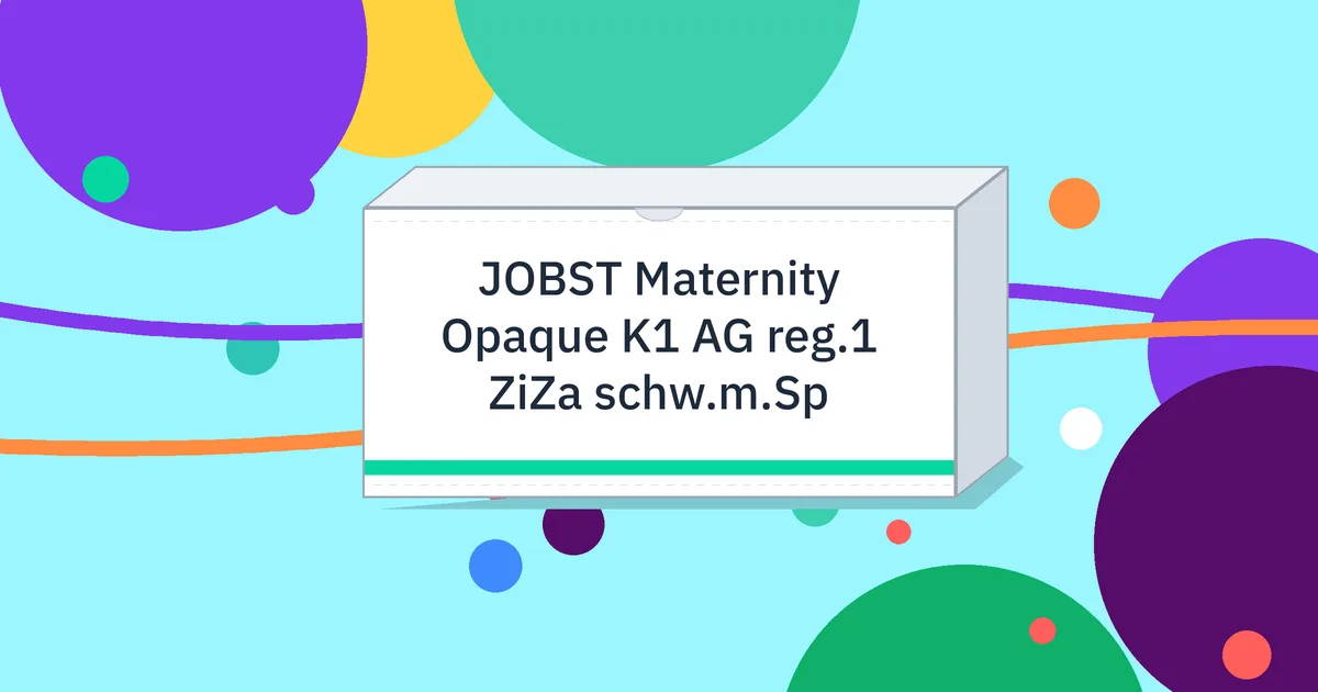 Symbolbild: Packung mit der Aufschrift JOBST Maternity Opaque K1 AG reg.1 ZiZa schw.m.Sp (PZN 15852275) – Verfügbarkeit und Bezug in Apotheken in Frankfurt am Main