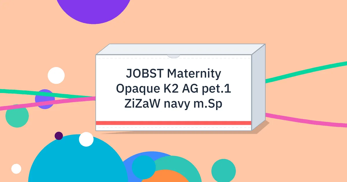 Symbolbild: Packung mit der Aufschrift JOBST Maternity Opaque K2 AG pet.1 ZiZaW navy m.Sp (PZN 15860955) – Verfügbarkeit und Bezug in Apotheken in Frankfurt am Main