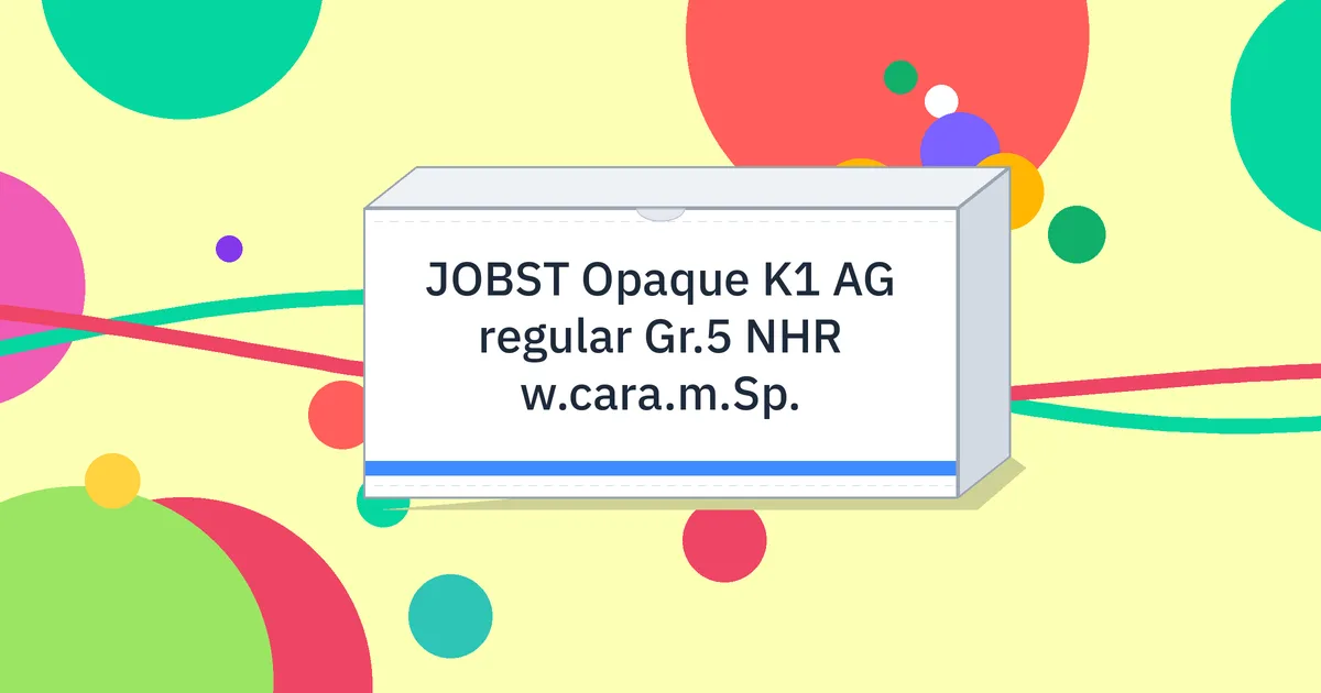 Symbolbild: Packung mit der Aufschrift JOBST Opaque K1 AG regular Gr.5 NHR w.cara.m.Sp. (PZN 13091872) – Verfügbarkeit und Bezug in Apotheken in Frankfurt am Main