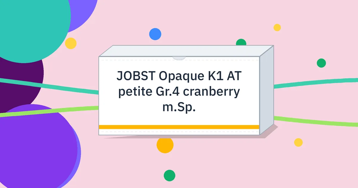 Symbolbild: Packung mit der Aufschrift JOBST Opaque K1 AT petite Gr.4 cranberry m.Sp. (PZN 13103581) – Verfügbarkeit und Bezug in Apotheken in Frankfurt am Main