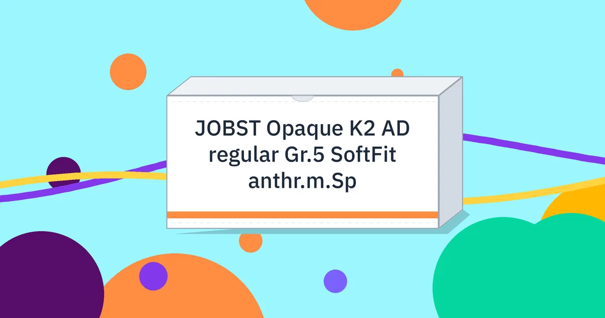 Symbolbild: Packung mit der Aufschrift JOBST Opaque K2 AD regular Gr.5 SoftFit anthr.m.Sp (PZN 16277399) – Verfügbarkeit und Bezug in Apotheken in Frankfurt am Main