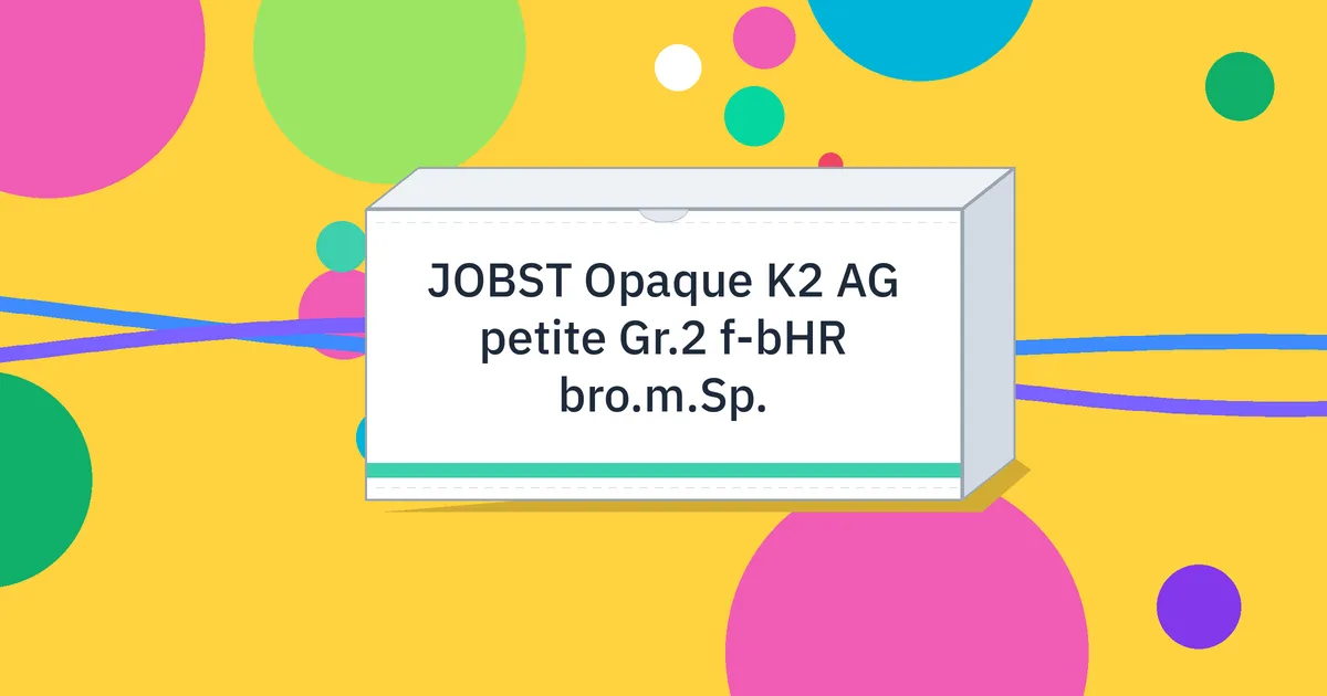 Symbolbild: Packung mit der Aufschrift JOBST Opaque K2 AG petite Gr.2 f-bHR bro.m.Sp. (PZN 13111907) – Verfügbarkeit und Bezug in Apotheken in Frankfurt am Main