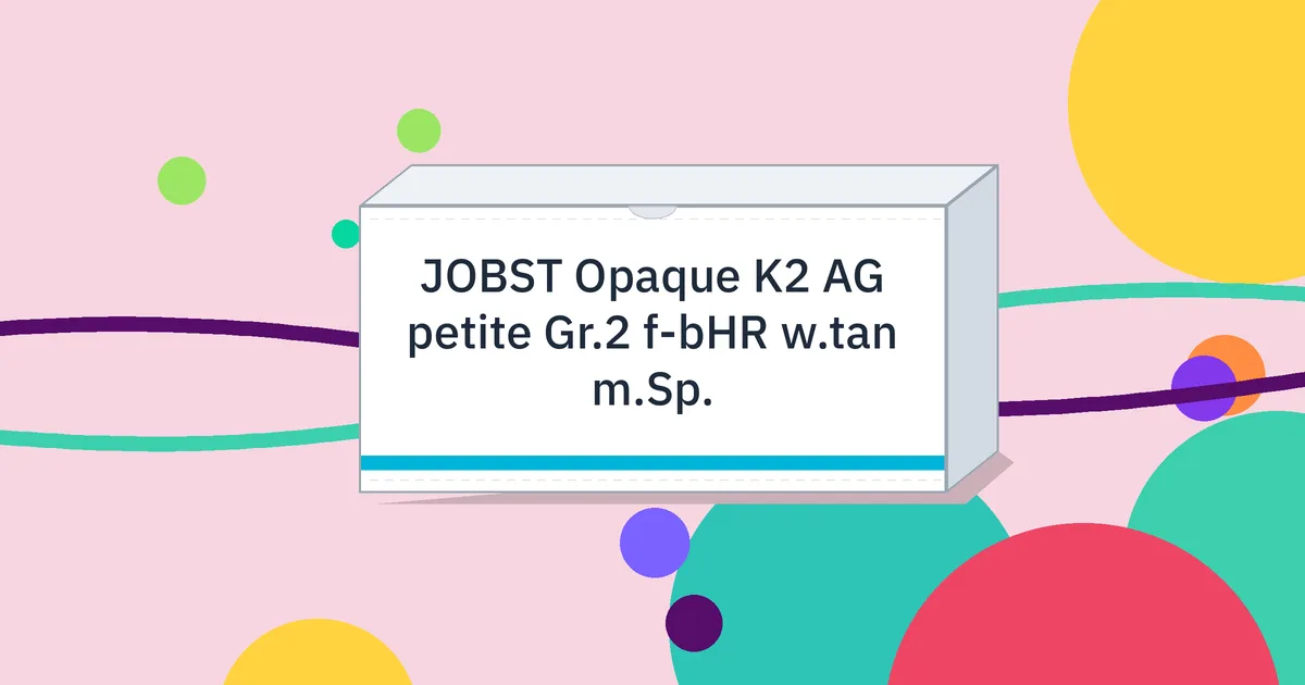Symbolbild: Packung mit der Aufschrift JOBST Opaque K2 AG petite Gr.2 f-bHR w.tan m.Sp. (PZN 16284873) – Verfügbarkeit und Bezug in Apotheken in Frankfurt am Main