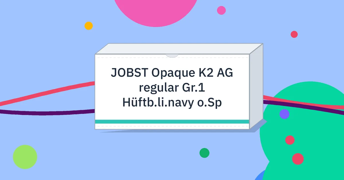 Symbolbild: Packung mit der Aufschrift JOBST Opaque K2 AG regular Gr.1 Hüftb.li.navy o.Sp (PZN 13116112) – Verfügbarkeit und Bezug in Apotheken in Frankfurt am Main