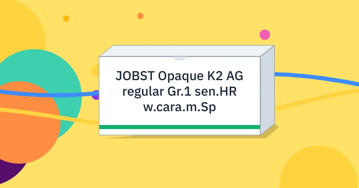 Symbolbild: Packung mit der Aufschrift JOBST Opaque K2 AG regular Gr.1 sen.HR w.cara.m.Sp (PZN 11254459) – Verfügbarkeit und Bezug in Apotheken in Frankfurt am Main