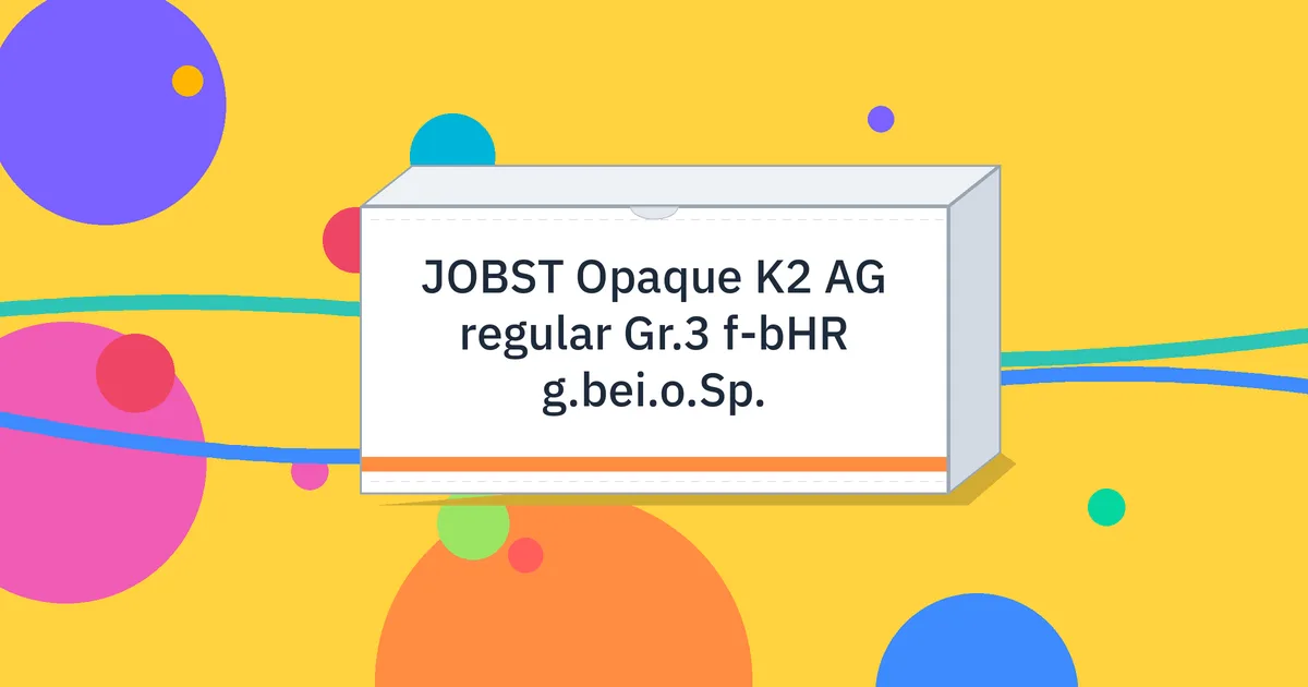 Symbolbild: Packung mit der Aufschrift JOBST Opaque K2 AG regular Gr.3 f-bHR g.bei.o.Sp. (PZN 16280059) – Verfügbarkeit und Bezug in Apotheken in Frankfurt am Main
