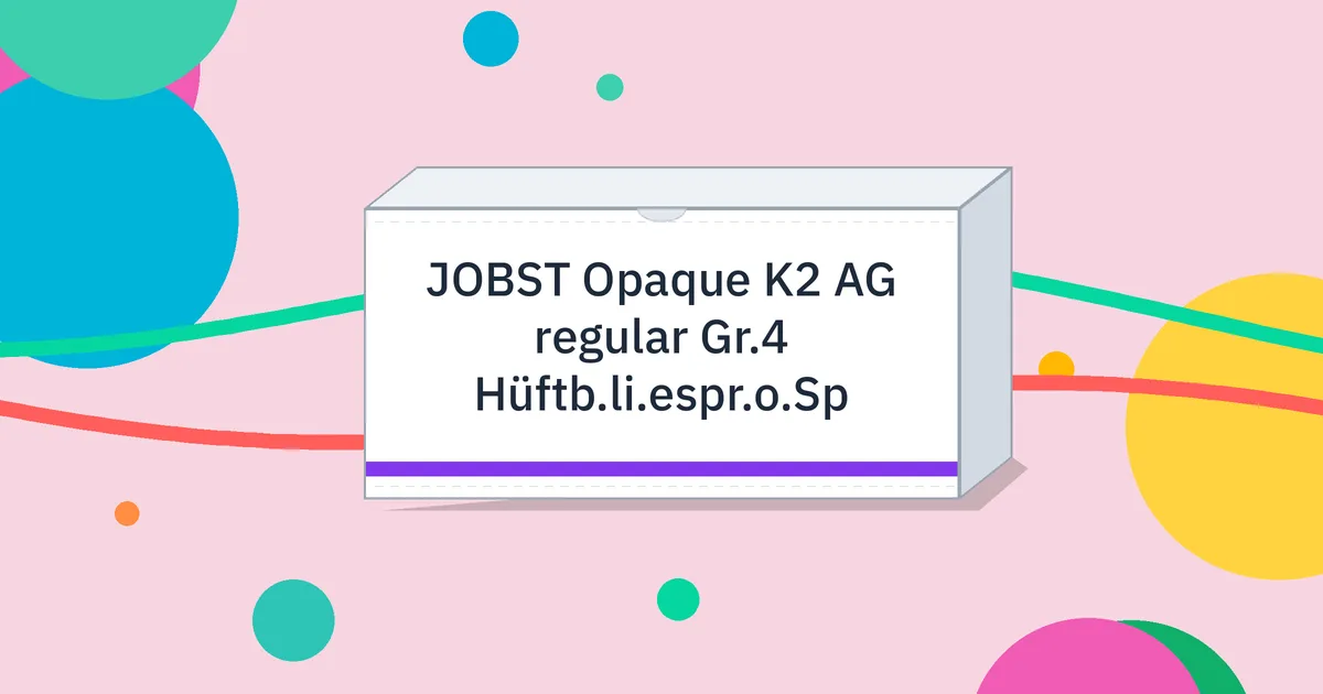 Symbolbild: Packung mit der Aufschrift JOBST Opaque K2 AG regular Gr.4 Hüftb.li.espr.o.Sp (PZN 16287328) – Verfügbarkeit und Bezug in Apotheken in Frankfurt am Main