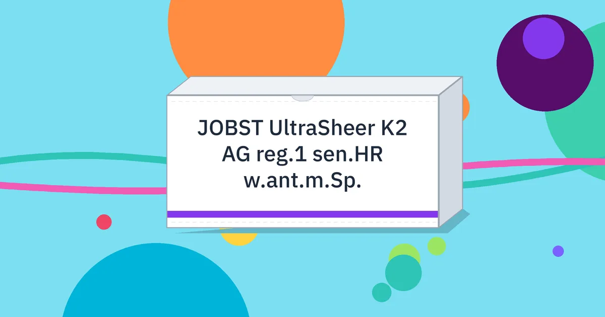 Symbolbild: Packung mit der Aufschrift JOBST UltraSheer K2 AG reg.1 sen.HR w.ant.m.Sp. (PZN 13144798) – Verfügbarkeit und Bezug in Apotheken in Frankfurt am Main