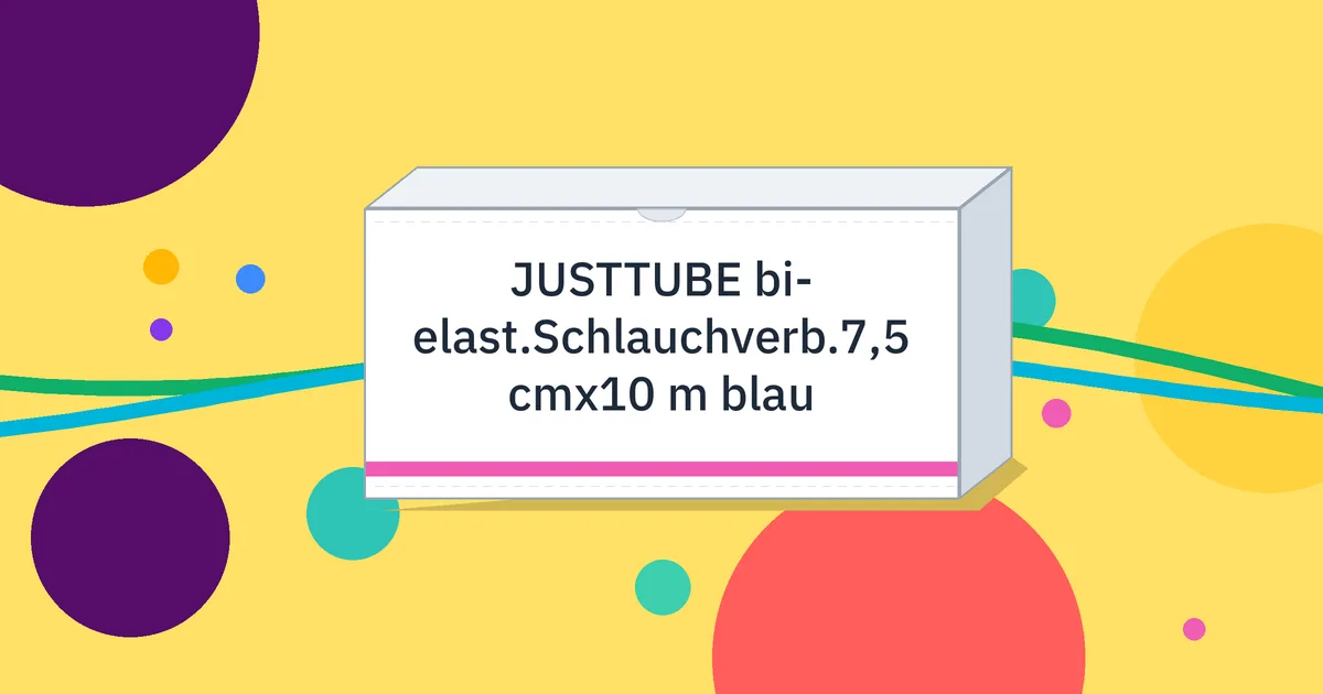 Symbolbild: Packung mit der Aufschrift JUSTTUBE bi-elast.Schlauchverb.7,5 cmx10 m blau (PZN 19515882) – Verfügbarkeit und Bezug in Apotheken in Frankfurt am Main