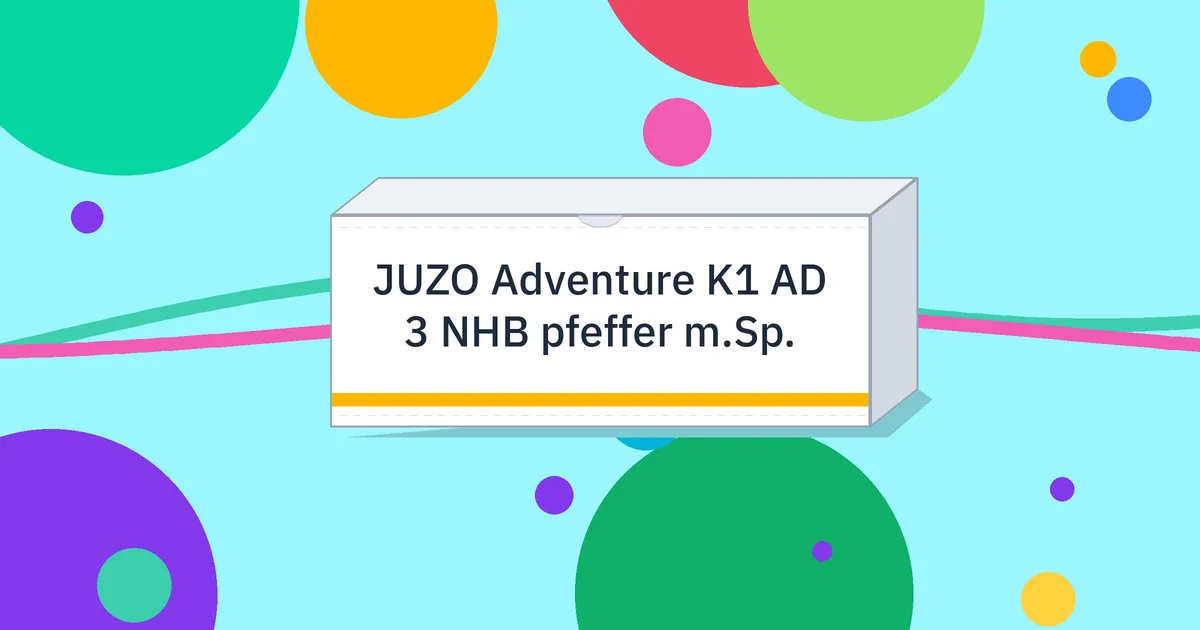 Symbolbild: Packung mit der Aufschrift JUZO Adventure K1 AD 3 NHB pfeffer m.Sp. (PZN 14974711) – Verfügbarkeit und Bezug in Apotheken in Frankfurt am Main