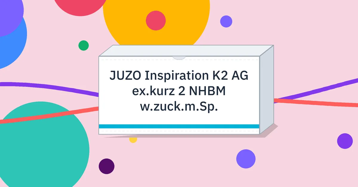 Symbolbild: Packung mit der Aufschrift JUZO Inspiration K2 AG ex.kurz 2 NHBM w.zuck.m.Sp. (PZN 14962748) – Verfügbarkeit und Bezug in Apotheken in Frankfurt am Main