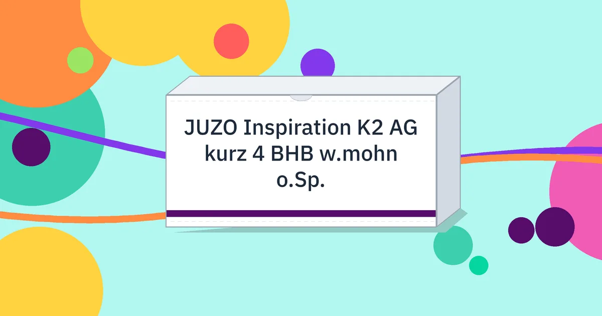 Symbolbild: Packung mit der Aufschrift JUZO Inspiration K2 AG kurz 4 BHB w.mohn o.Sp. (PZN 14850877) – Verfügbarkeit und Bezug in Apotheken in Frankfurt am Main