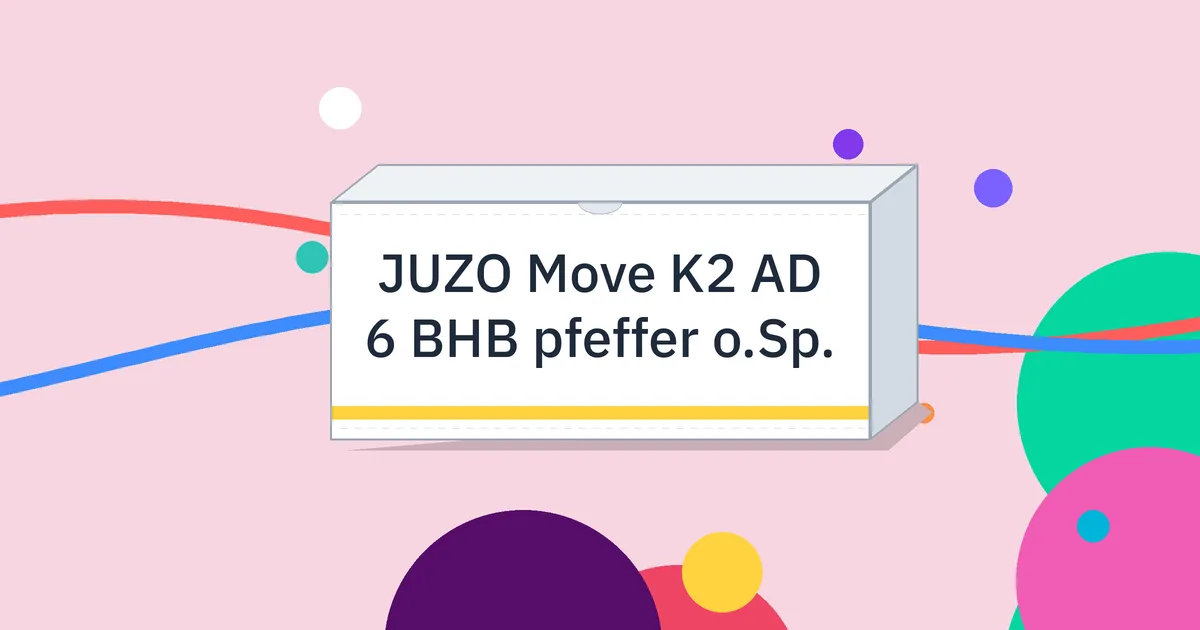 Symbolbild: Packung mit der Aufschrift JUZO Move K2 AD 6 BHB pfeffer o.Sp. (PZN 16341648) – Verfügbarkeit und Bezug in Apotheken in Frankfurt am Main